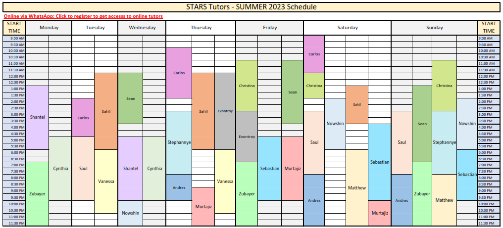 Tutor Schedule – FIU STARS