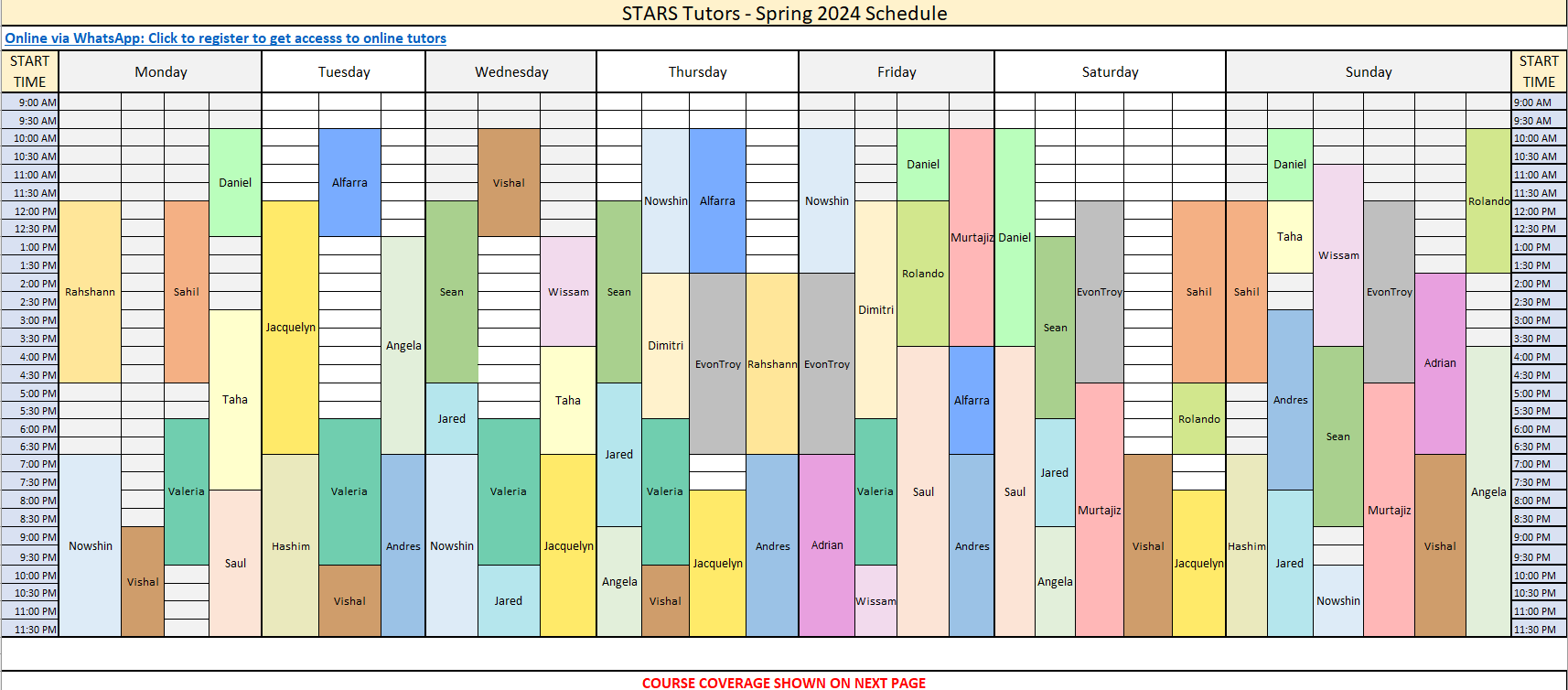 Tutor Schedule – FIU STARS