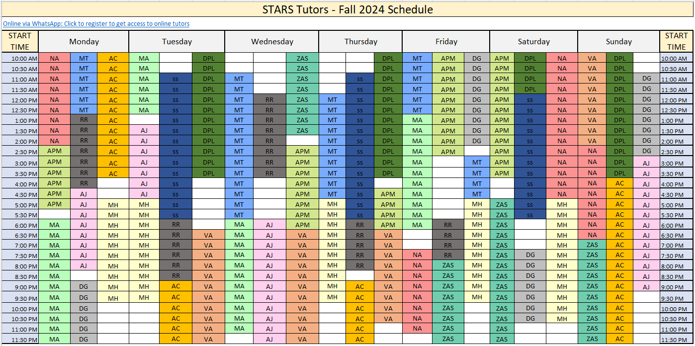 Tutor Schedule – FIU STARS