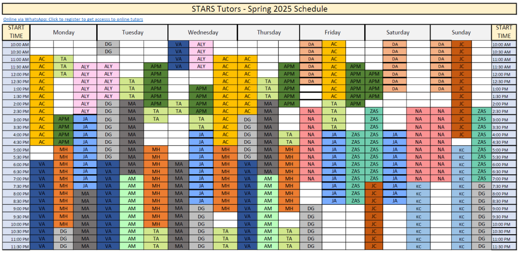 Tutor Schedule – FIU STARS